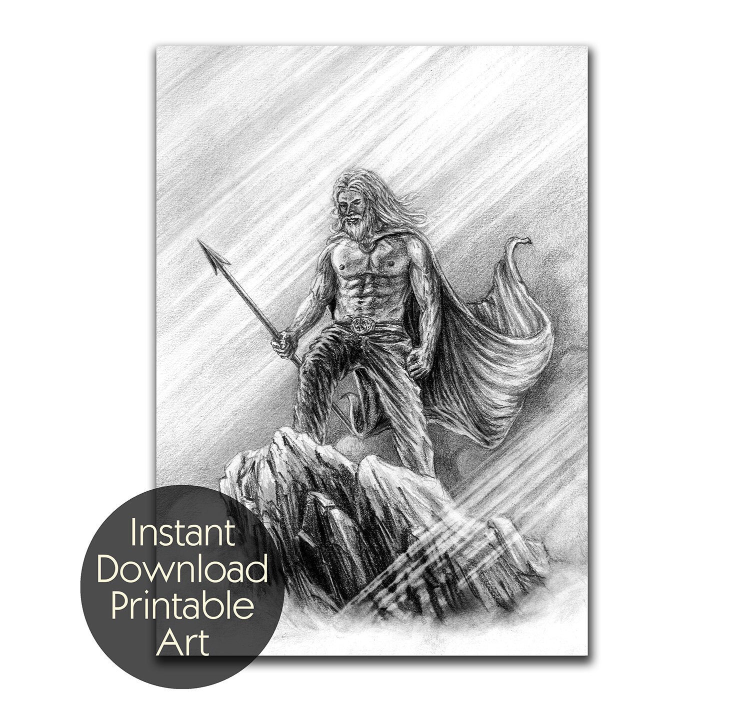 Perun, God of Thunder Printable Art Digital Files - Etsy