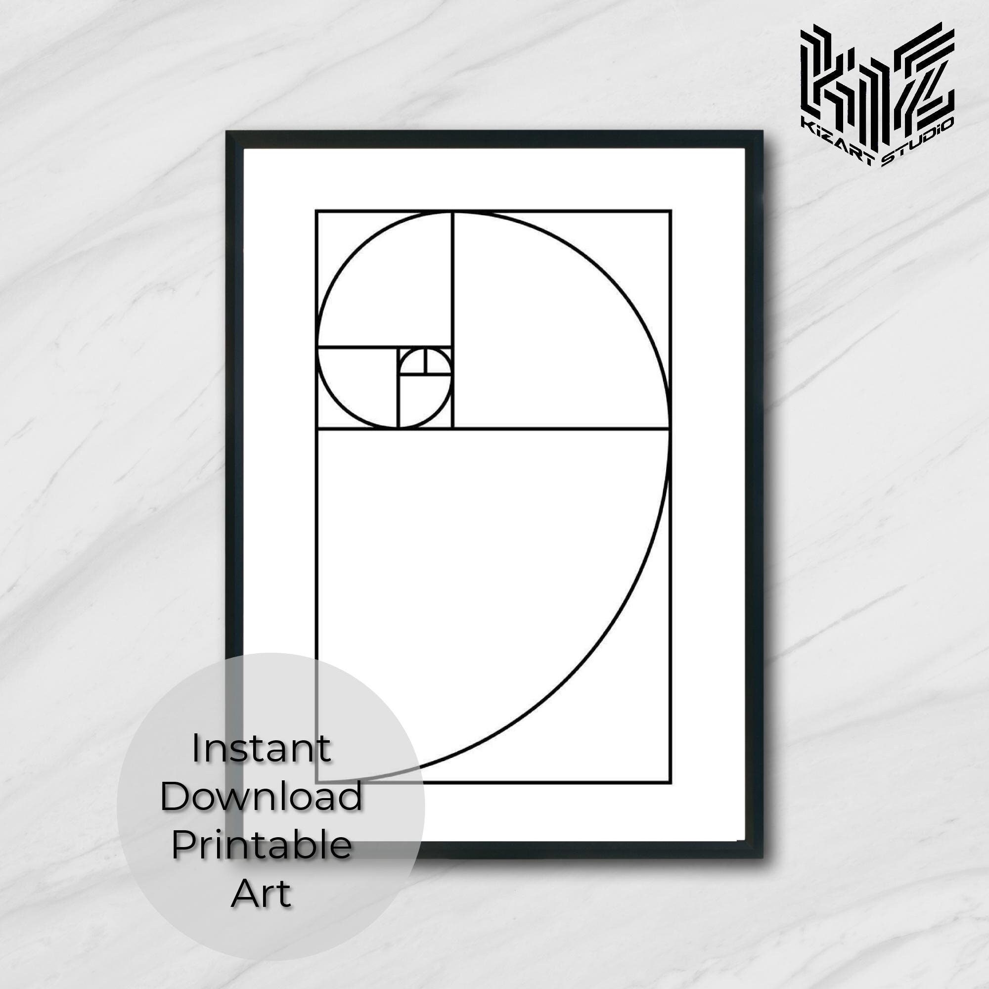 Golden Ratio Fibonacci White and Black Printable Art Digital Files - Etsy