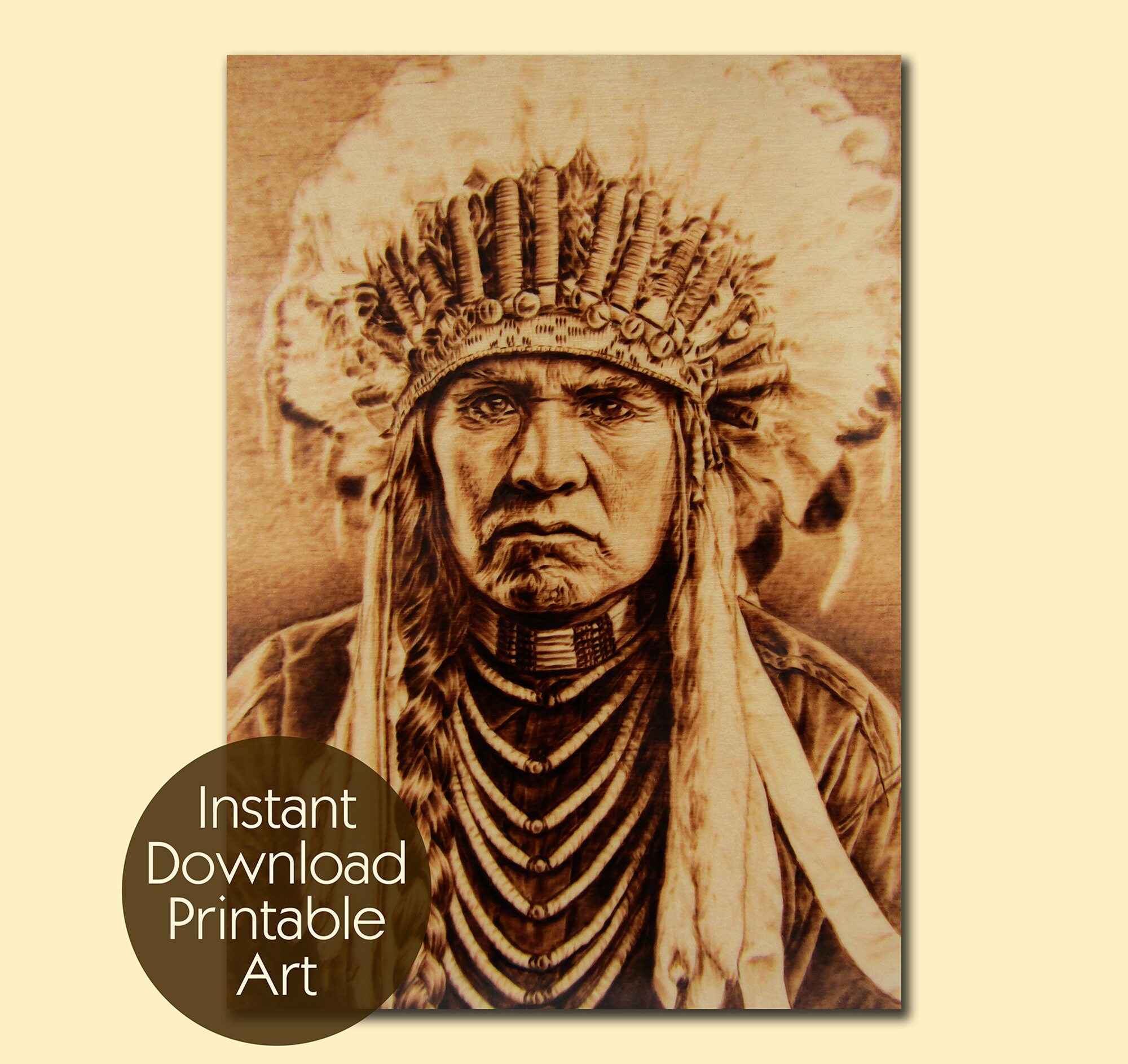 Native American Man | Printable Art | Digital Files - Etsy
