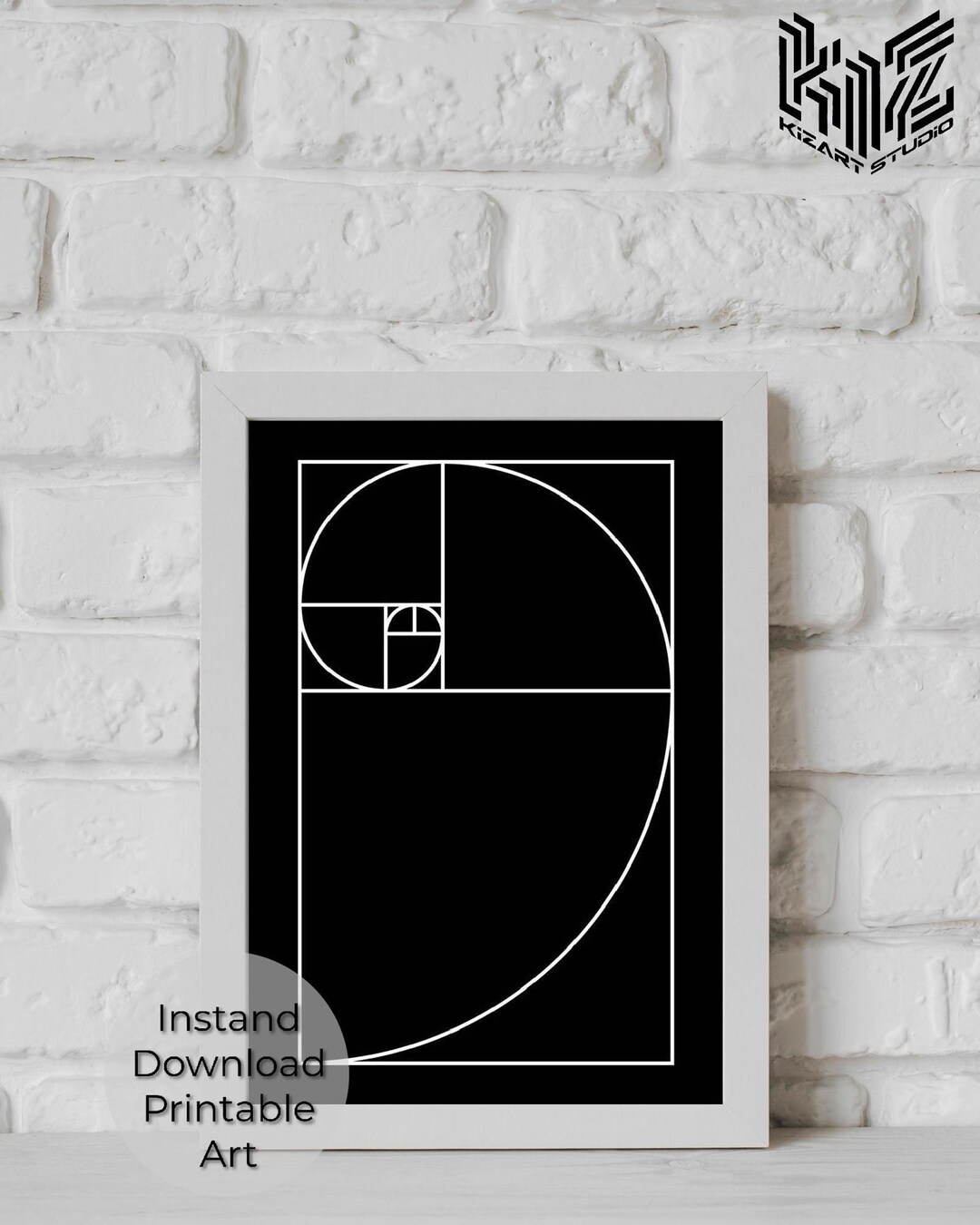 Golden Ratio Fibonacci | Black and White | Printable Art | Digital ...