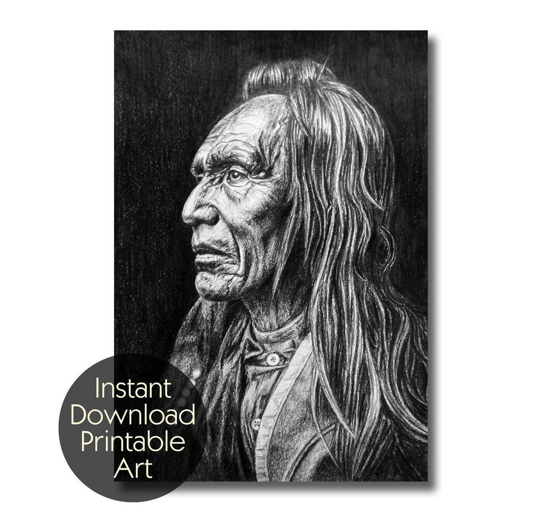 Native American Man Printable Art Digital Files - Etsy
