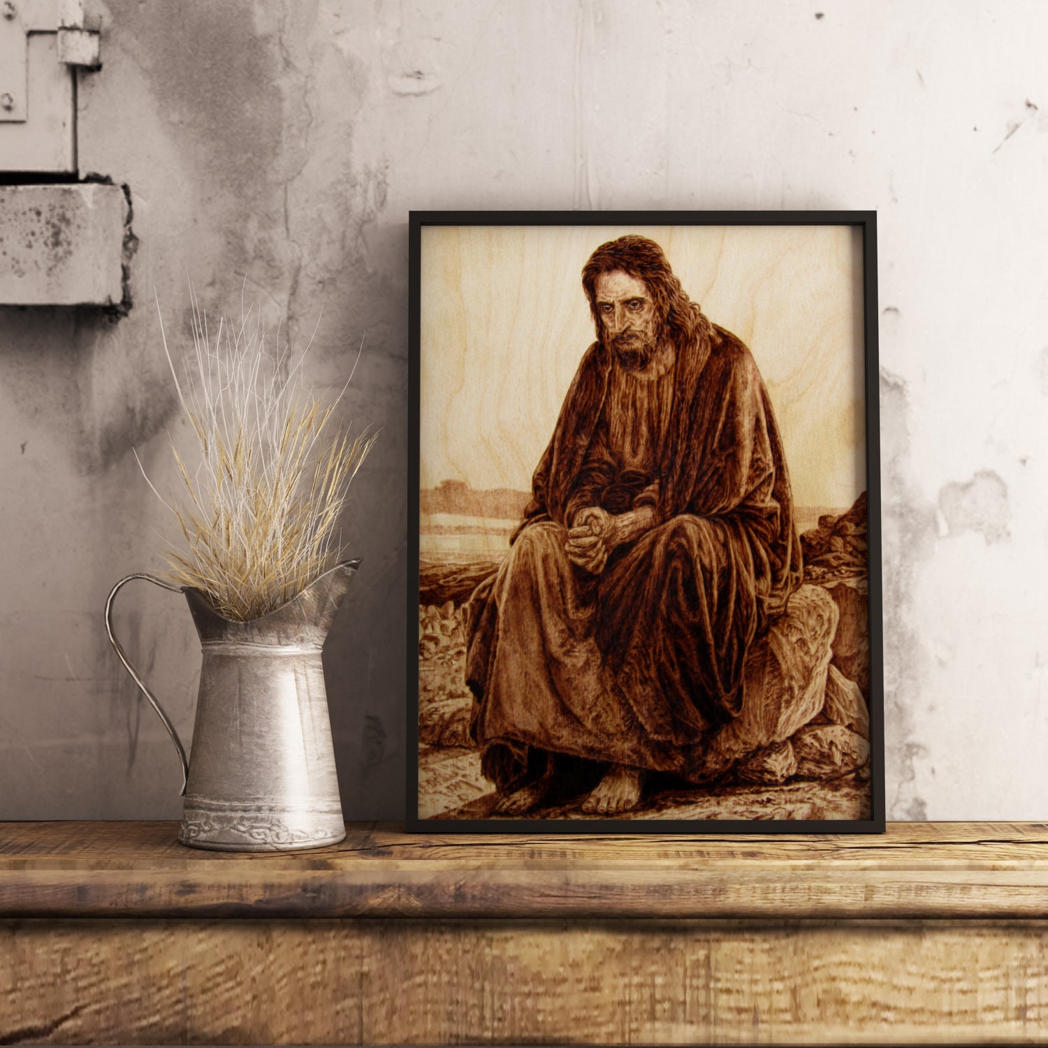 Christ in Desert, Jesus, Pyrography, Wood Burning, Art, Instant ...