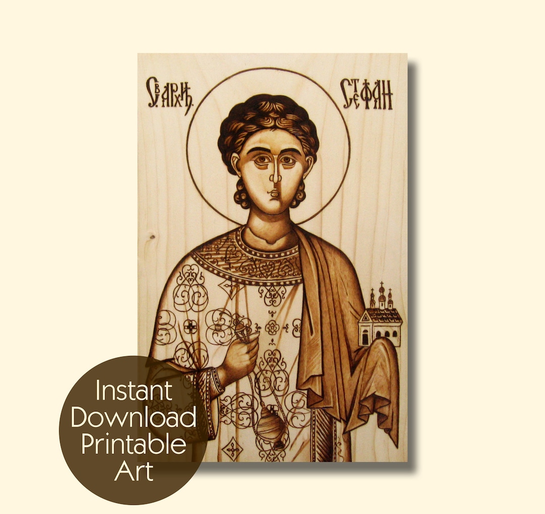 Sveti Stefan, Saint Stephen, Icon, Pyrography Wood Burning Art, Art ...