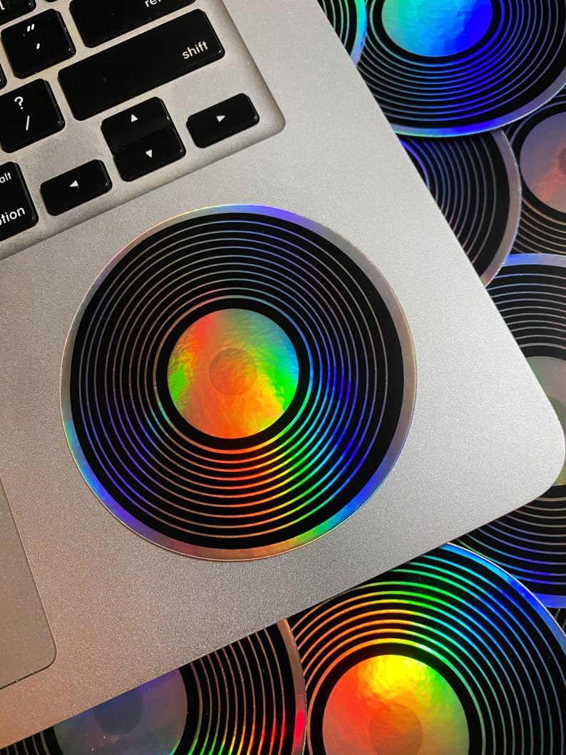 Holographic Vinyl Record Sticker 3x3 in | Etsy