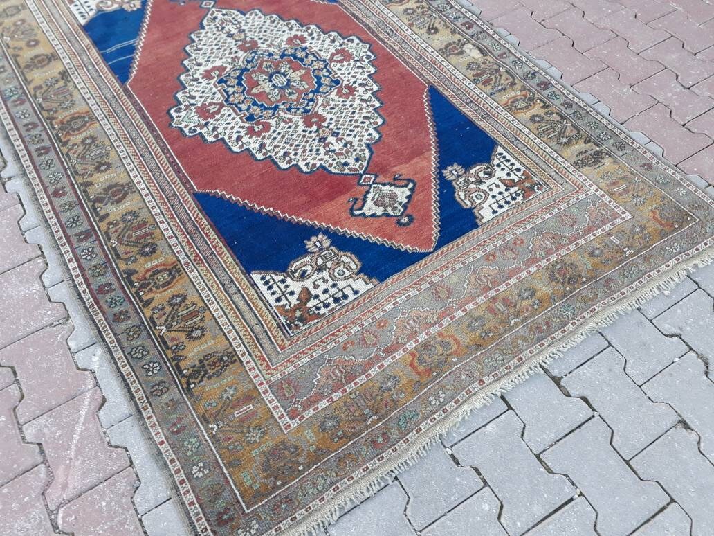 Turkish rug home living muted colors low pile handwoven home | Etsy