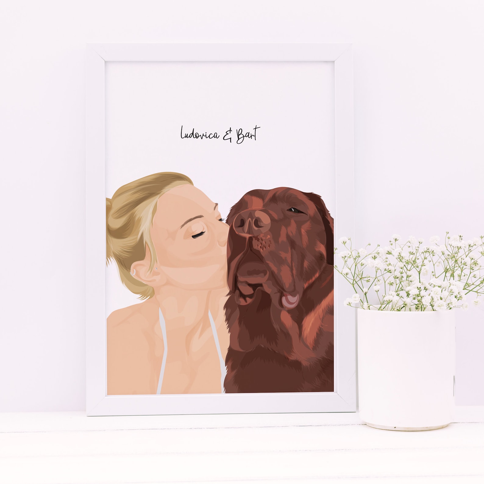 Original Personalized Pet and Owner Portrait Custom Pet Art - Etsy