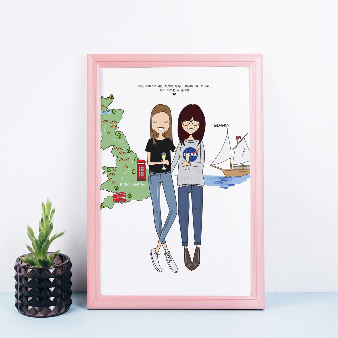 Custom Couple Bestfriend Portrait - Personalised Print - Best Moment ...
