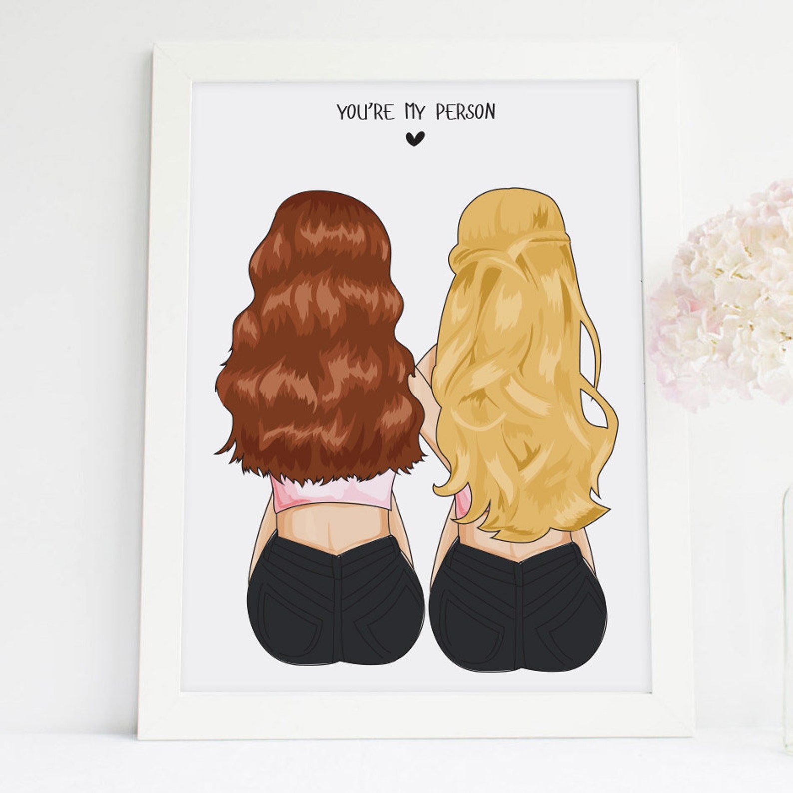 Custom Couple Bestfriend Portrait Personalised Print Best | Etsy