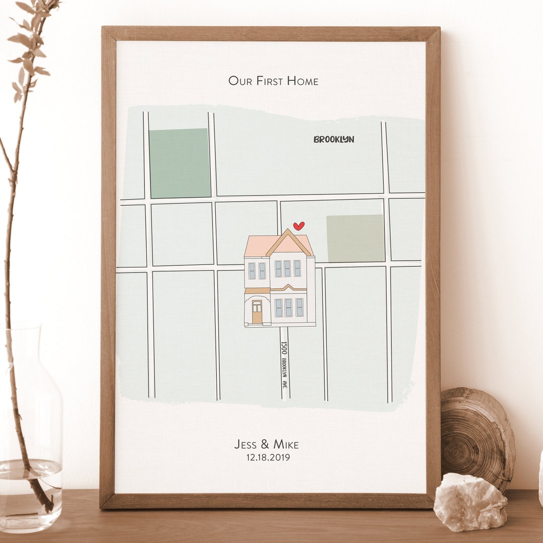 Personalized First Home Map Print: Custom Love Story Gift (digital ...