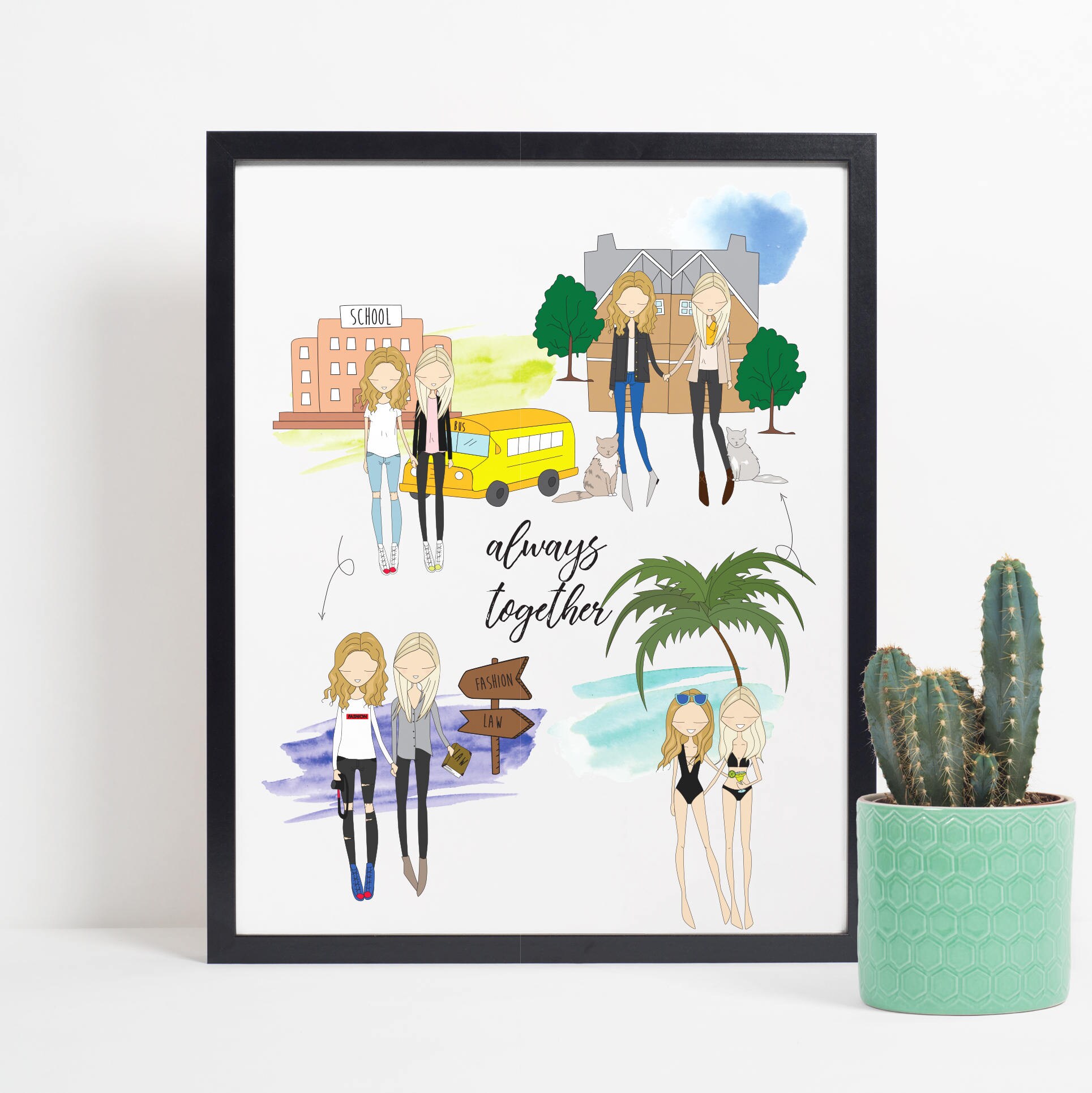 Custom Best Friend Print, Personalised Best Friend Portrait, Best ...