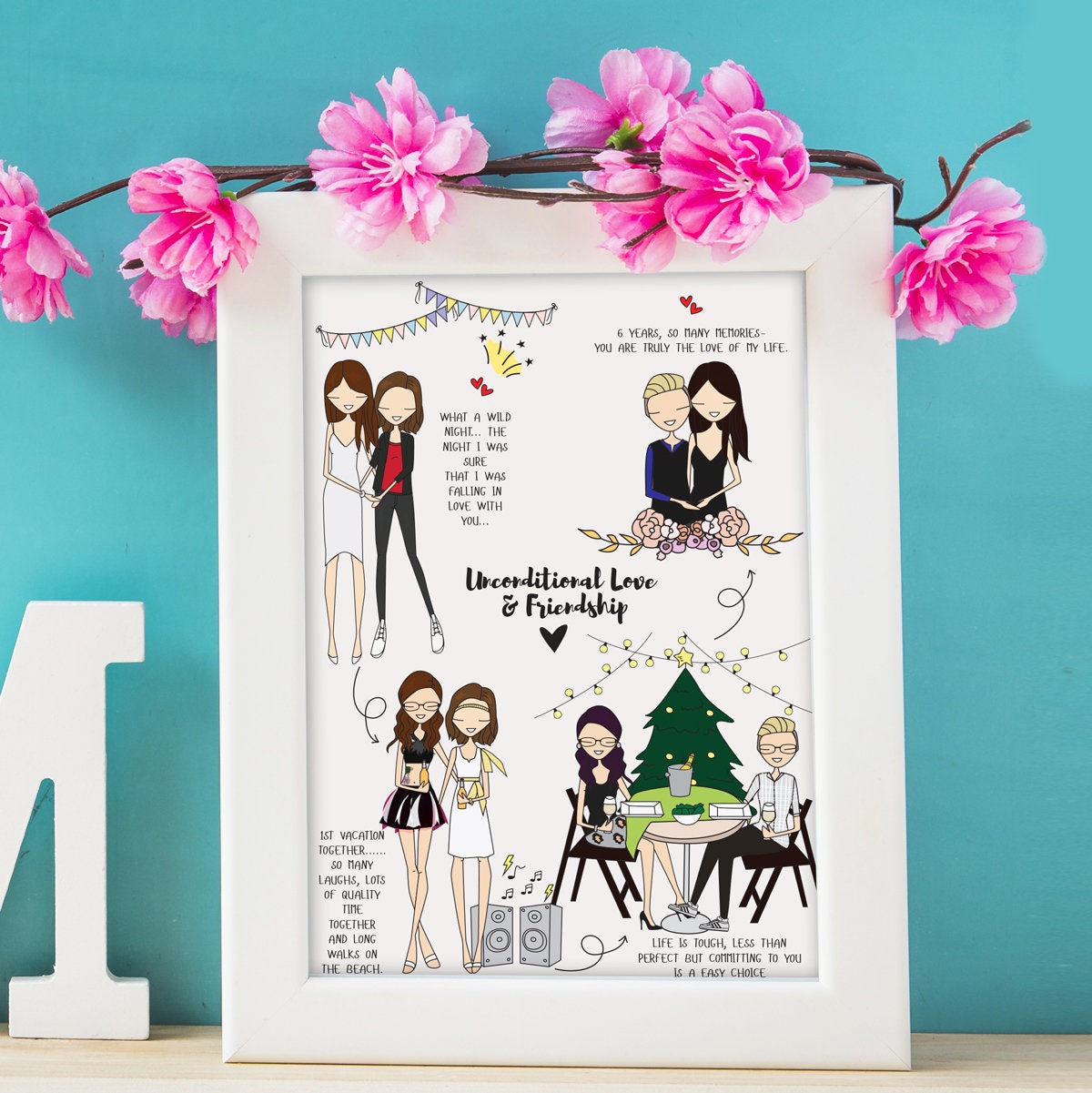 Custom Best Friend Print Personalised Best Friend Portrait - Etsy