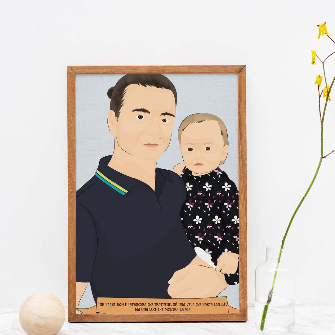 Original Personalized Father's Day Portrait Father's Day Personalised ...