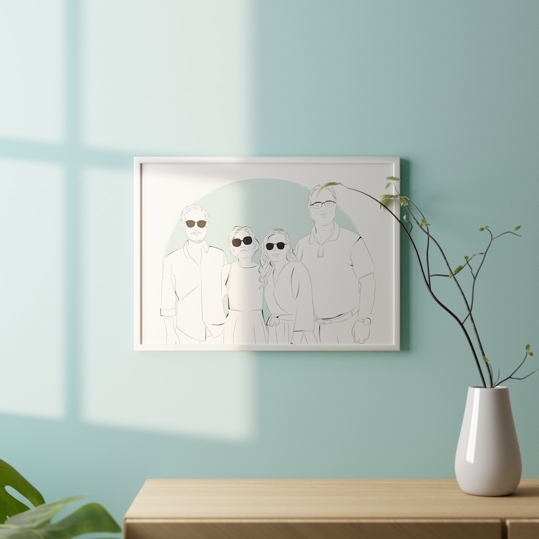 Custom Minimalist Family Line Art Portrait - Personalized Family Print ...