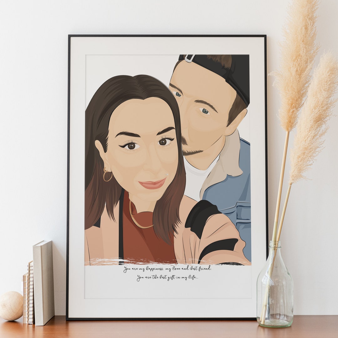 Original Personalized Couple Love Portrait - Personalized Anniversary ...