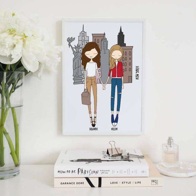 Custom Couple Bestfriend Portrait - Personalised Print - Best Moment ...