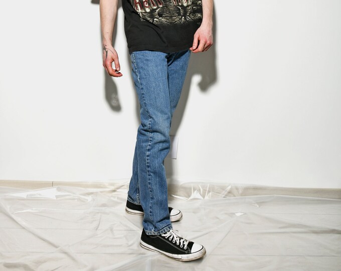 LEE Vintage Men's Jeans | 1990s Era Medium Blue Washed Jeans | Retro ...