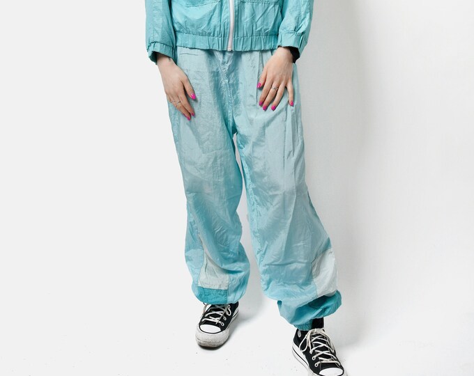 Vintage Joggers in Sky Blue Colour for Women | 90s Retro Lightweight ...