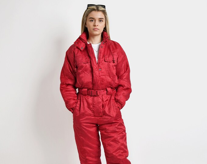 Vintage 80s Ski Suit Women's Red Colour | Retro Winter Skiing Overall ...