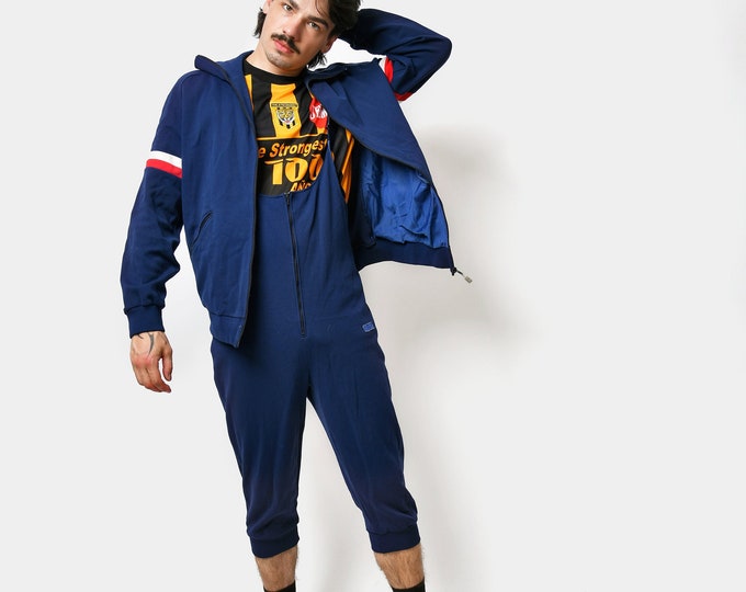 Retro 80s/70s Tracksuit Set in Navy Blue Colour for Men | Vintage Rave ...