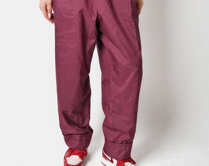 Vintage Joggers Maroon Cherry Red Unisex | 90s Retro Nylon Sport ...