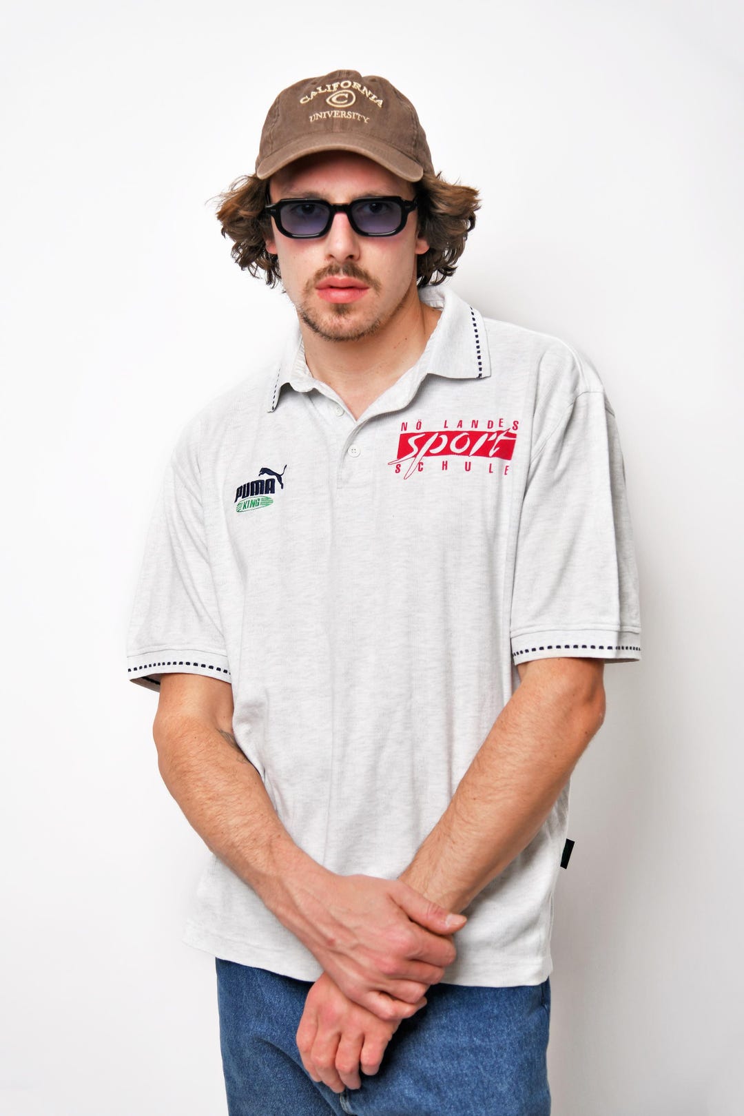 Puma King Vintage Polo Shirt in Grey Colour Men's | 90s Style Casual ...