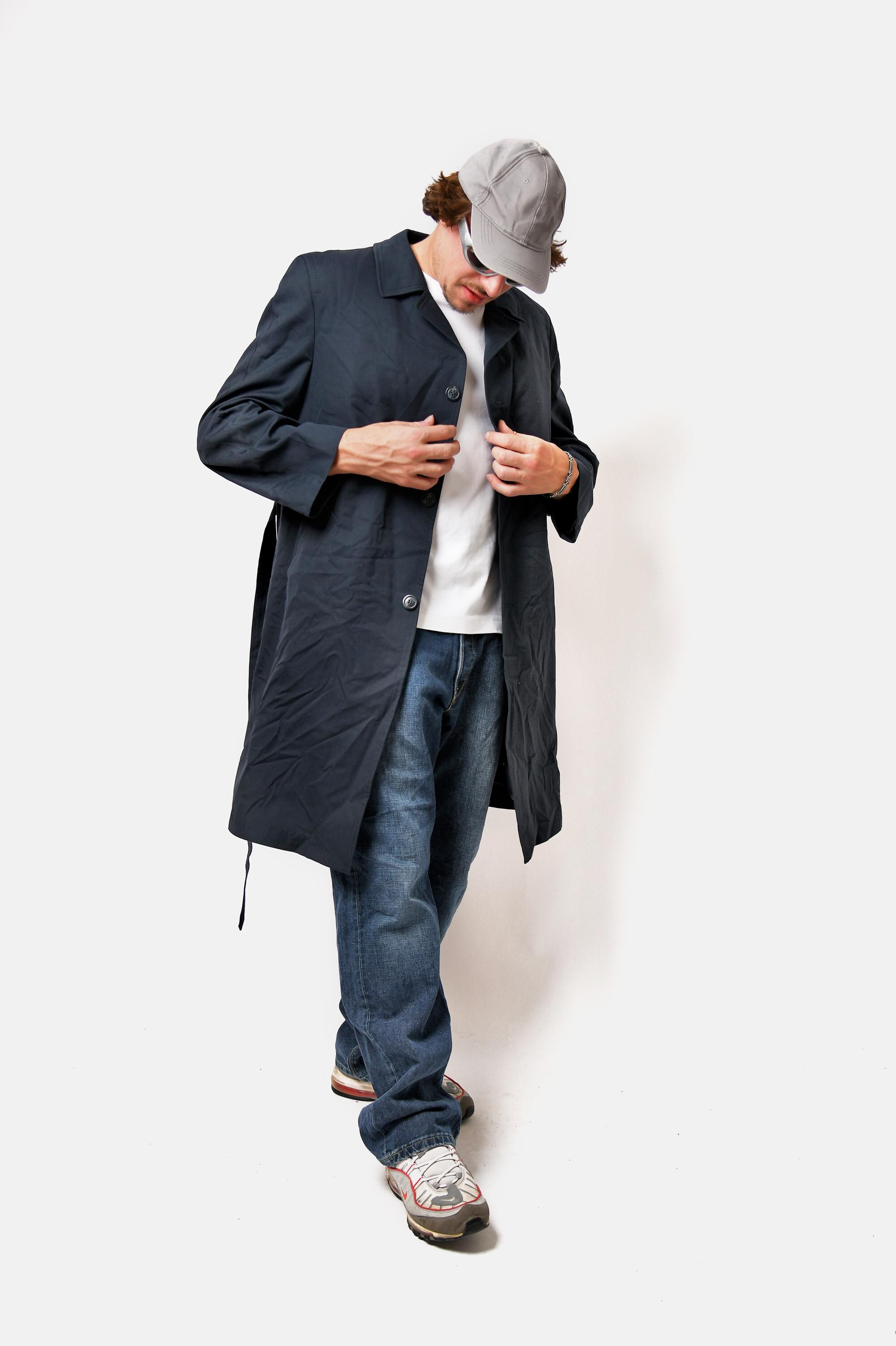 Vintage Overcoat Navy Dark Blue Men | Spring Fall Classic Retro 80s 90s ...