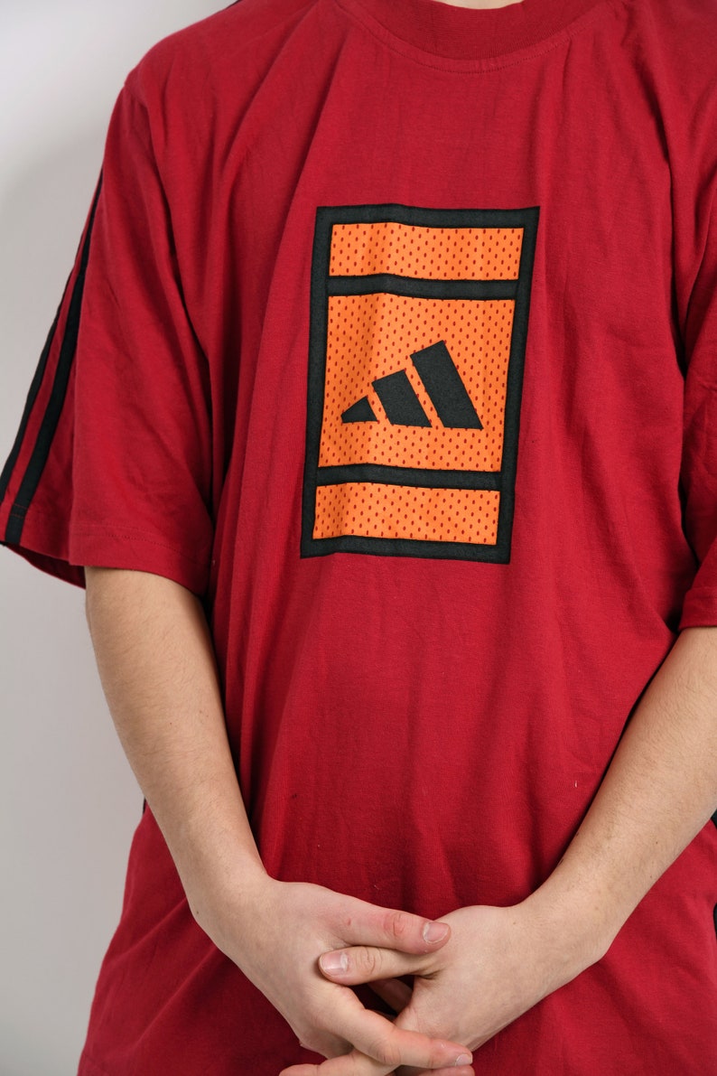 ADIDAS 90s Red T-shirt Men's Vintage Retro Old School - Etsy