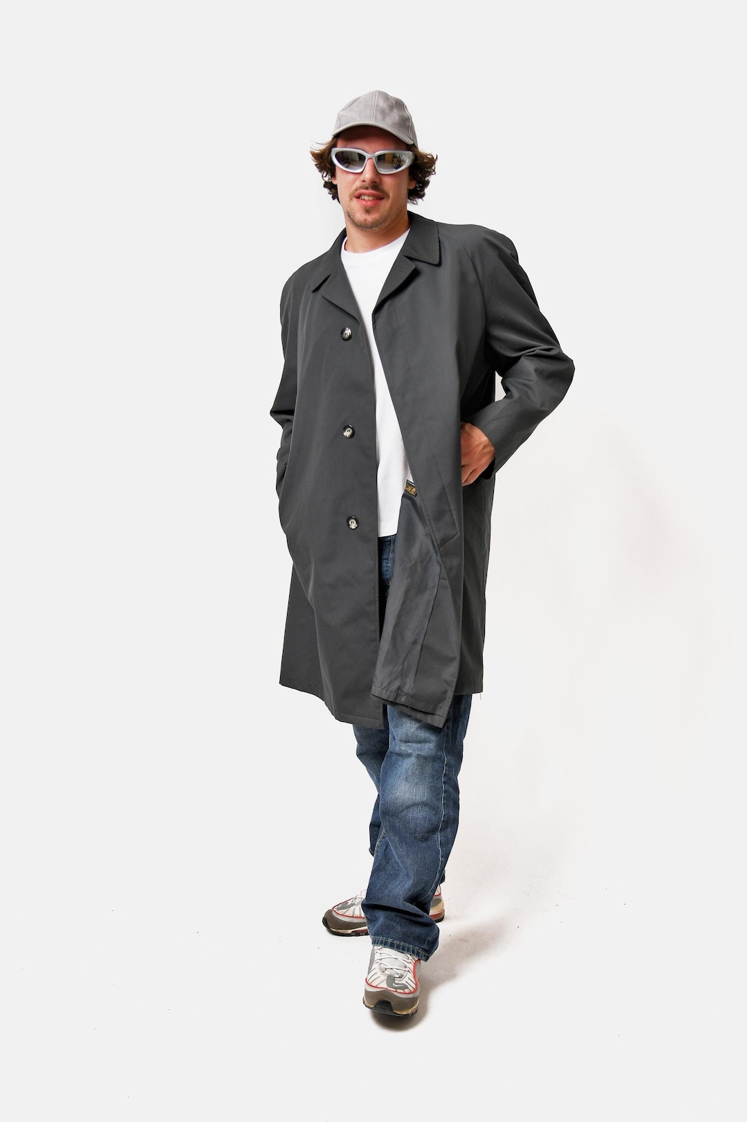 Vintage Military Army Trench Coat Dark Grey | Spring Fall Mackintosh ...