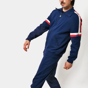Retro 80s/70s Tracksuit Set in Navy Blue Colour for Men | Vintage Rave ...