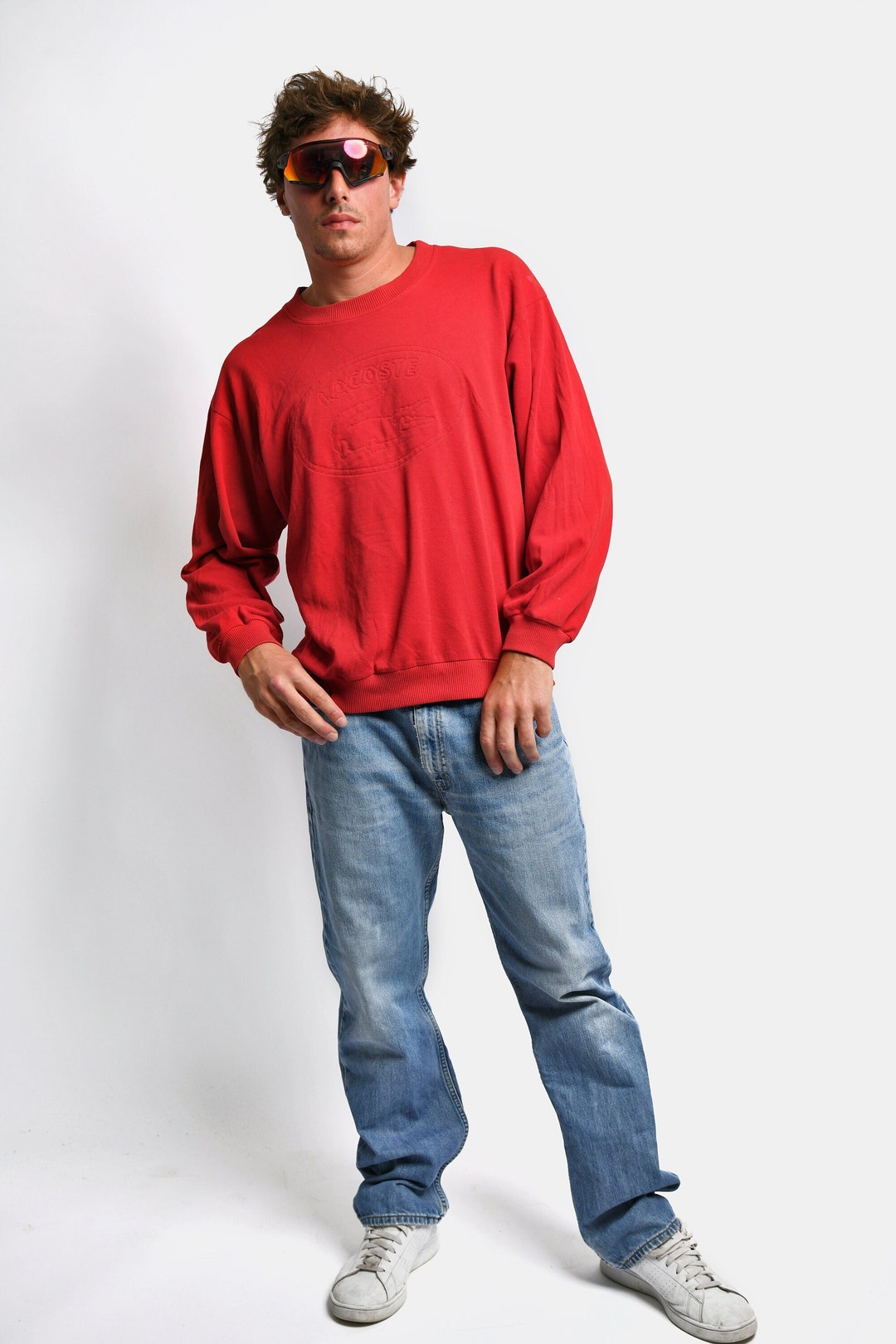 Vintage Red Sweatshirt for Men by LACOSTE | Retro 90s Style Classic ...