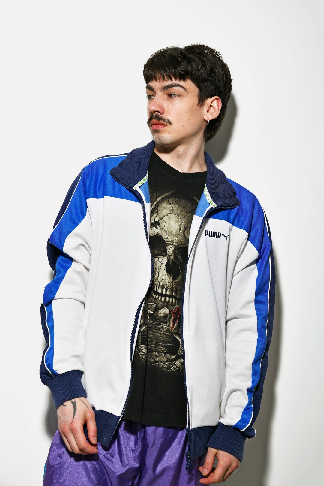 PUMA Retro Track Jacket White Blue Colour Men's Vintage Sports Active ...