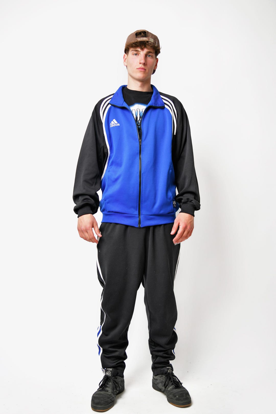 ADIDAS Vintage Tracksuit for Men Black Blue | Retro Old School 00s ...