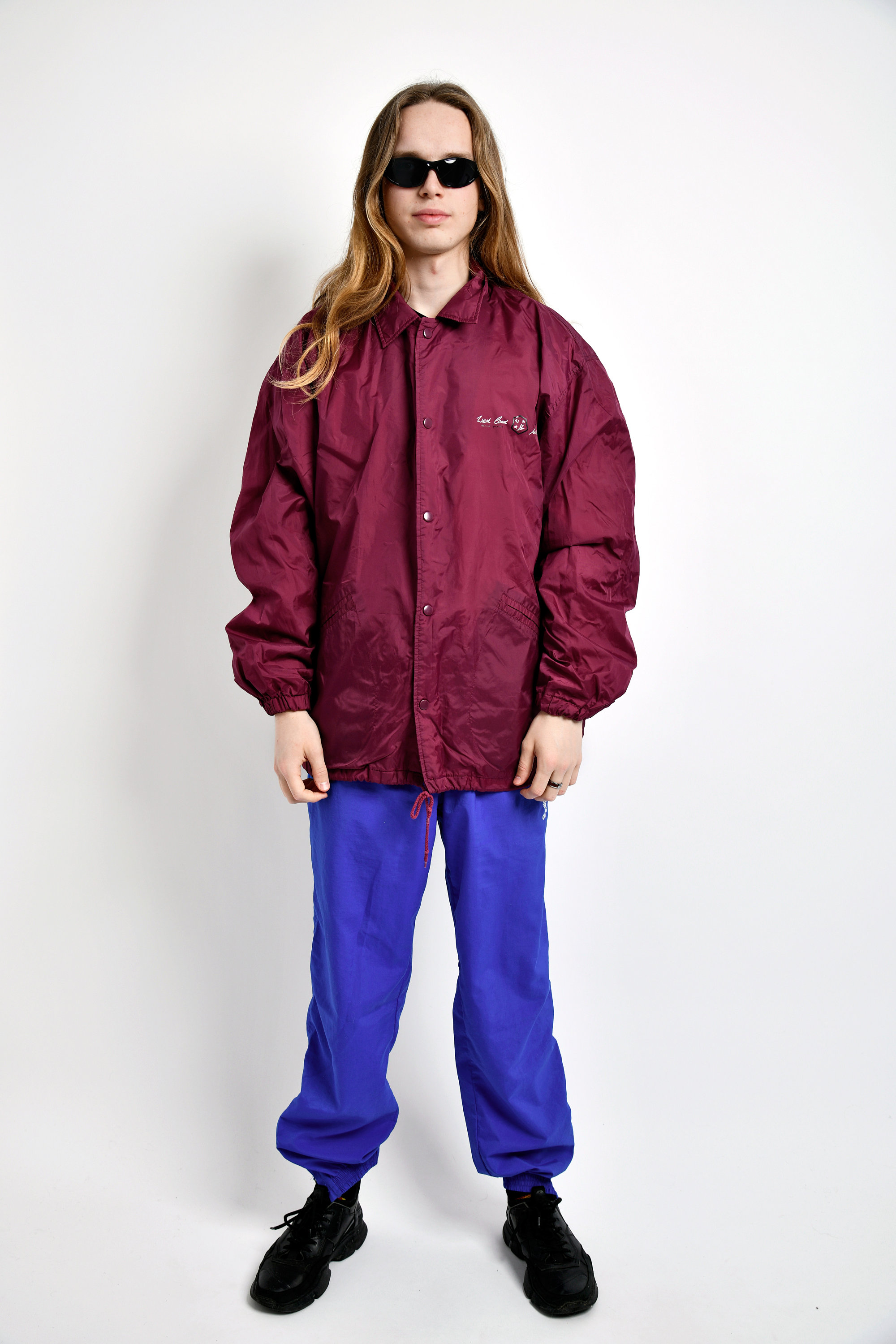 80s Vintage Cherry Maroon Colour Windbreaker Jacket | Retro 80s Vintage Cherry Maroon Colour Windbreaker Jacket | Retro