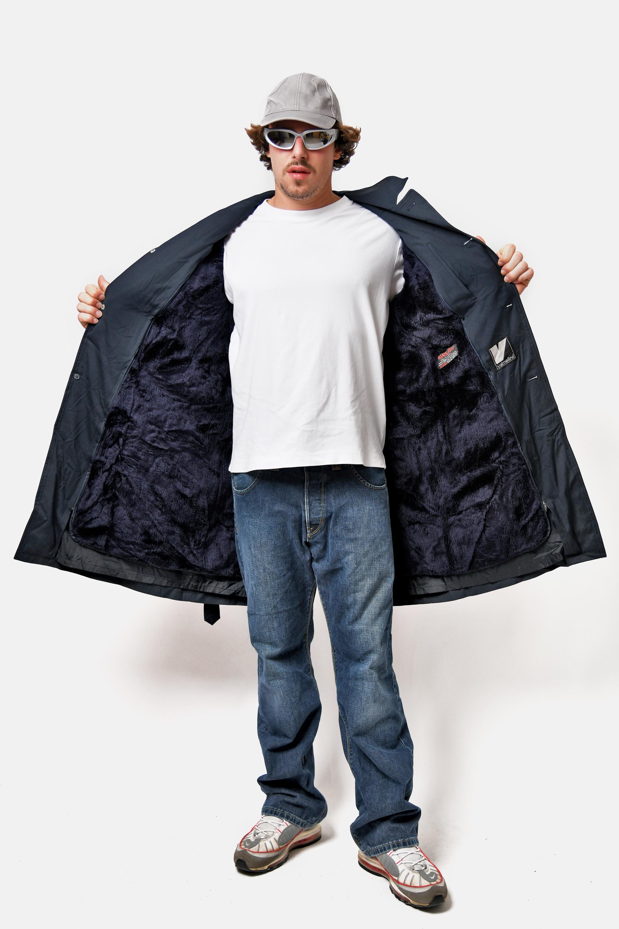 Vintage Overcoat Navy Dark Blue Men | Spring Fall Classic Retro 80s 90s ...