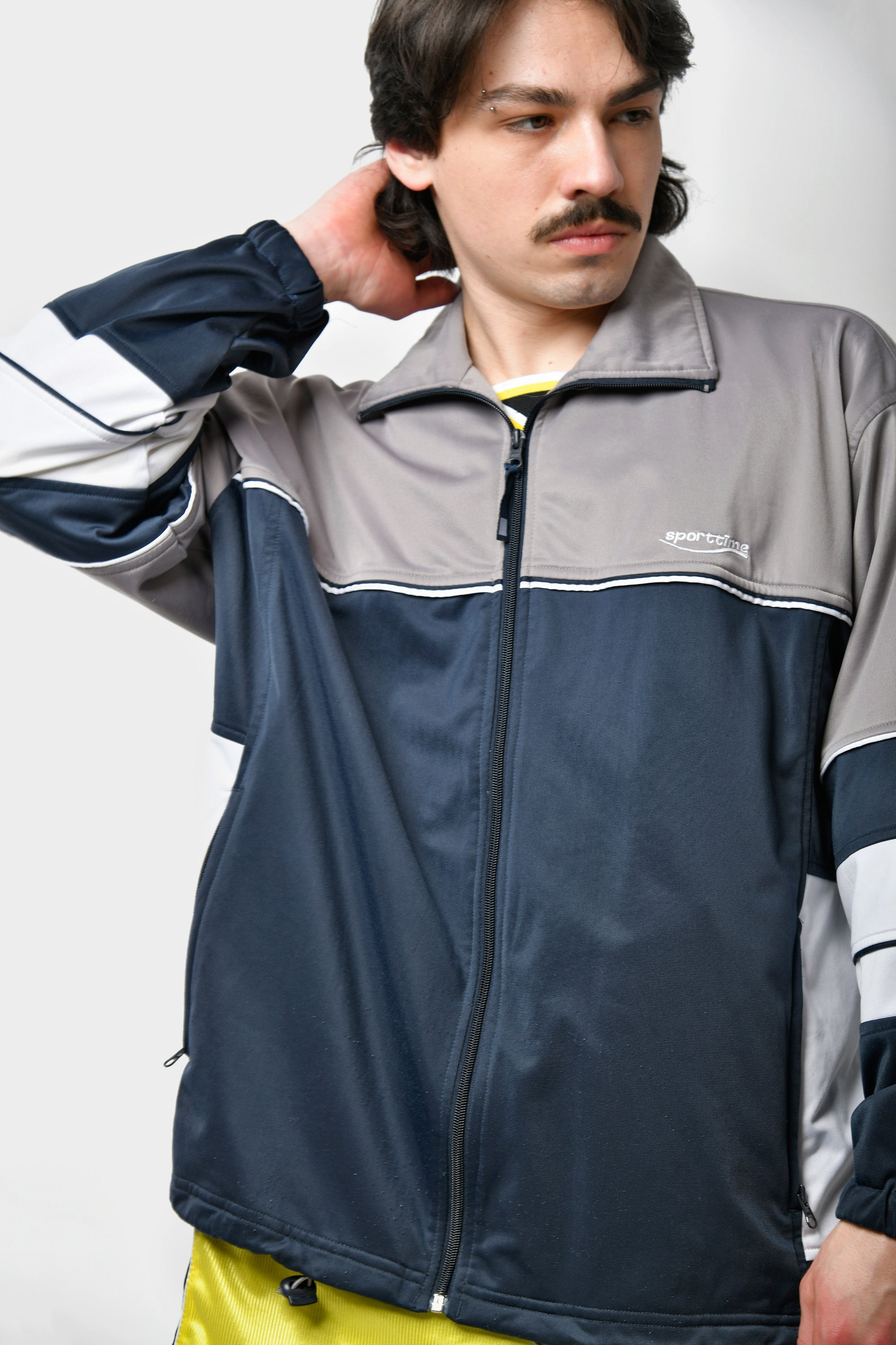 Vintage 90s Track Jacket Navy Blue Grey | Men's 00s Y2K Swag Hipster ...