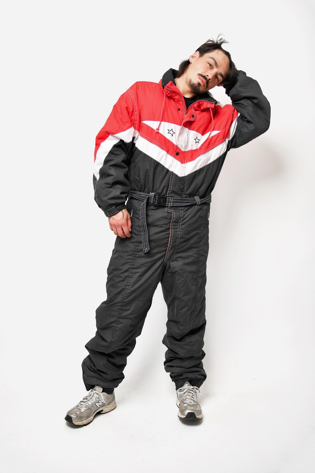 Vintage Winter Warm Ski Suit Black Red Colour for Men | Retro 90s ...