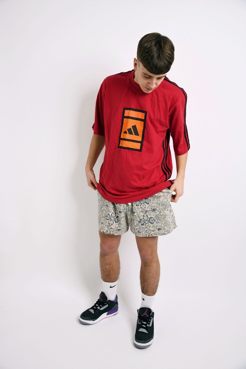 ADIDAS 90s Red T-shirt Men's Vintage Retro Old School - Etsy