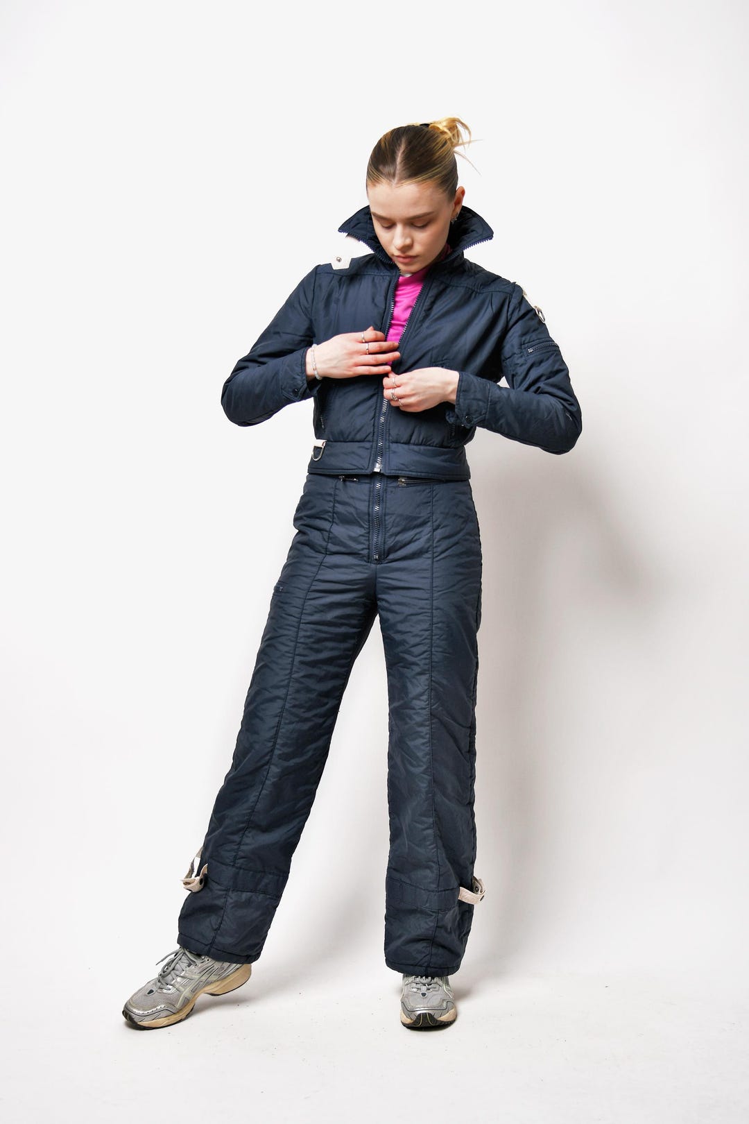 Vintage 80s Ski Suit Set Navy Blue Women Retro Winter 90s Two Piece ...
