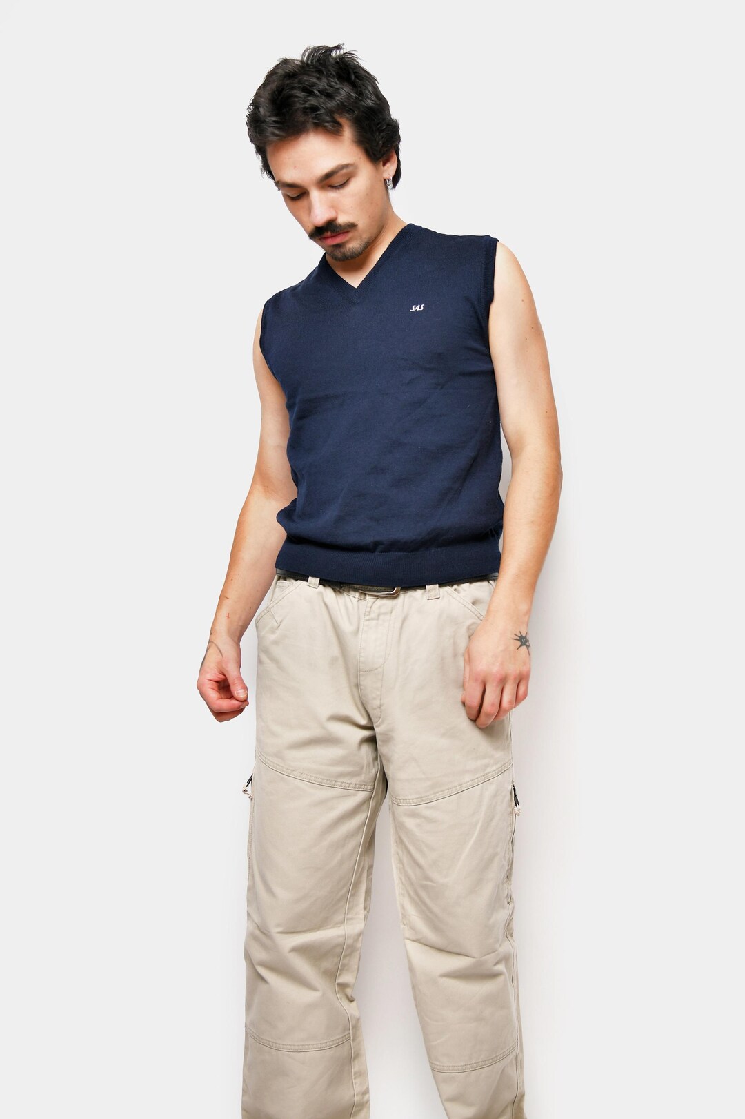 Vintage SAS Uniform Sweater Vest Navy Blue | Retro Men's Merino Wool ...