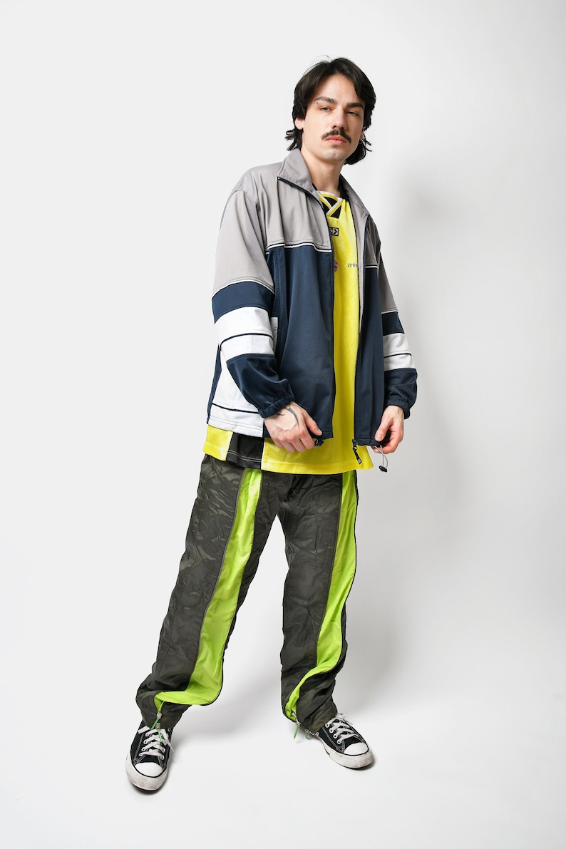 Vintage 90s Track Jacket Navy Blue Grey | Men's 00s Y2K Swag Hipster ...