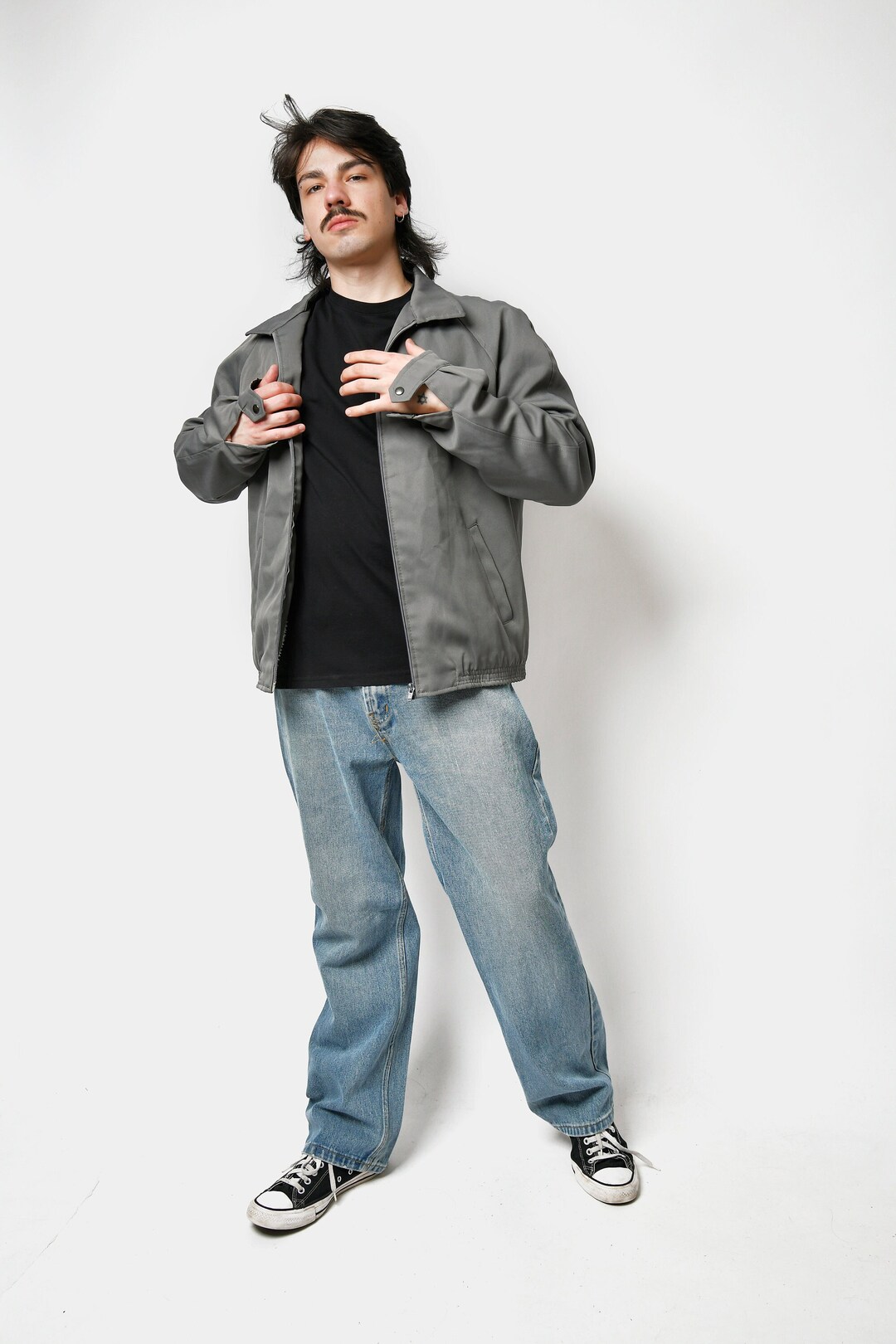 Retro 80s Classic Bomber Jacket Men's Grey Colour | Vintage 70s Jacket ...