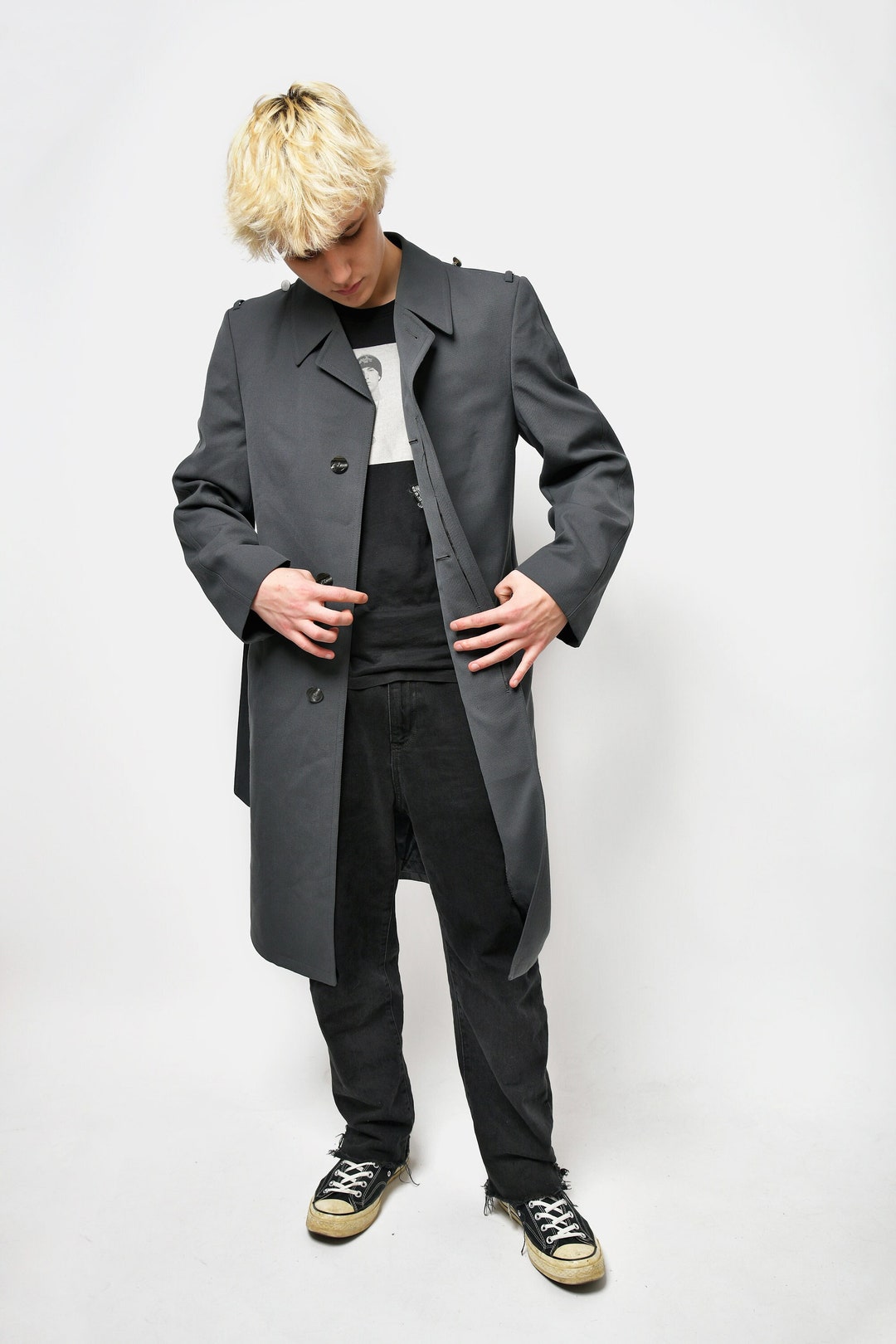 Vintage Military Army Trench Coat Dark Grey | Spring Mackintosh Classic ...