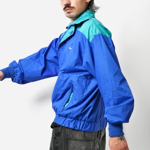 90s Vintage Bomber Jacket Blue Green Colour | Retro Full Zip Light Coat ...