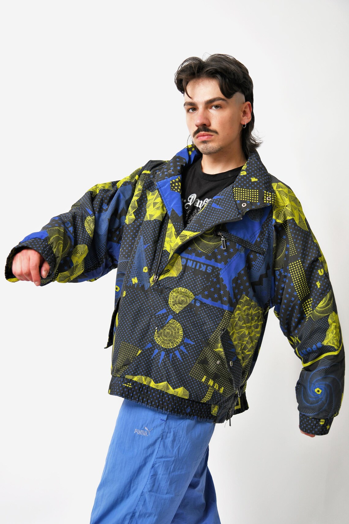 Retro 90s Winter Ski Jacket Multi Coloured | Vintage 80s Sport Shell ...