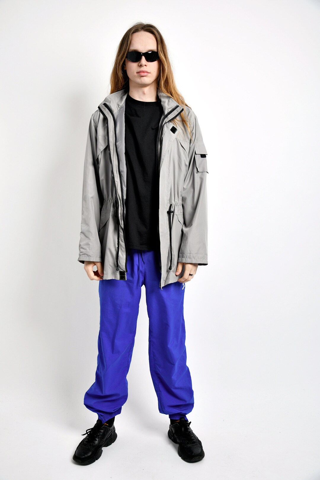 Retro 80s Coat Parka Grey Colour | Warm Fall Spring Long Jacket Men ...
