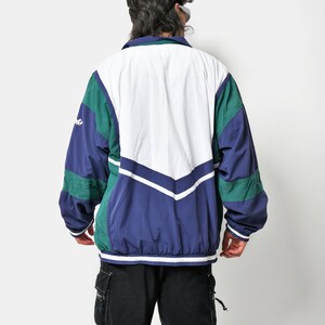 Vintage Sport Rave Shell Jacket Blue Green White Men's 90s Swag Hipster ...