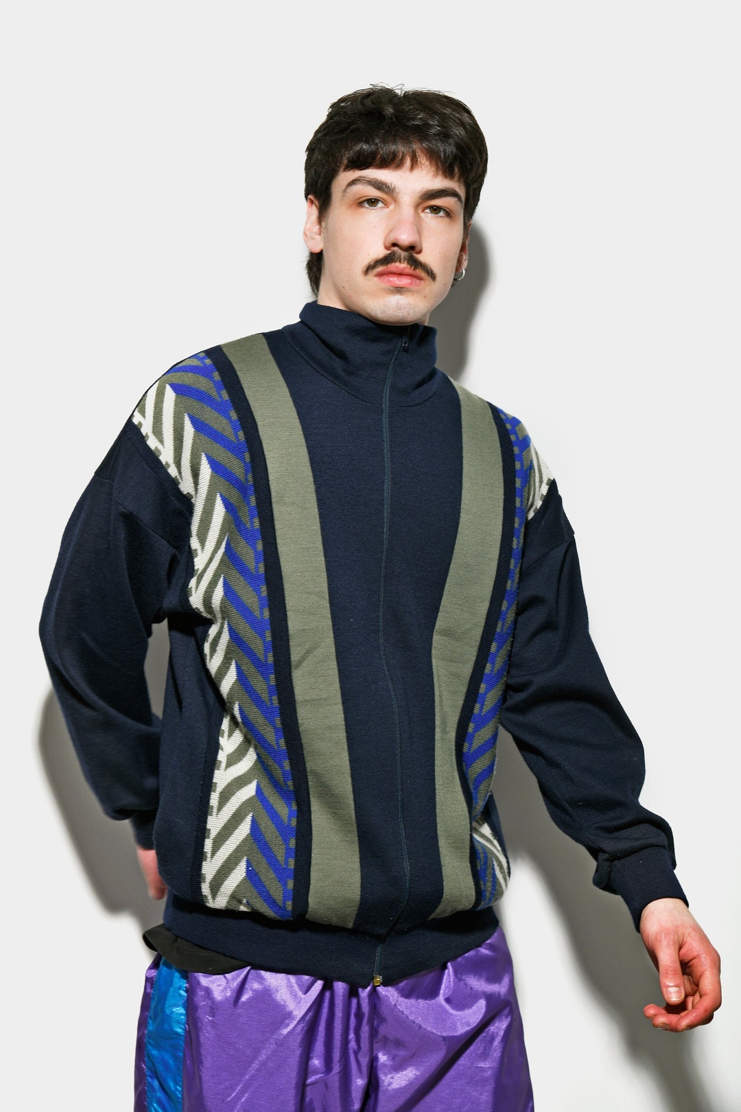 Retro 80s Track Jacket Men's Blue Colour | 70s Style Vintage Retro Full ...