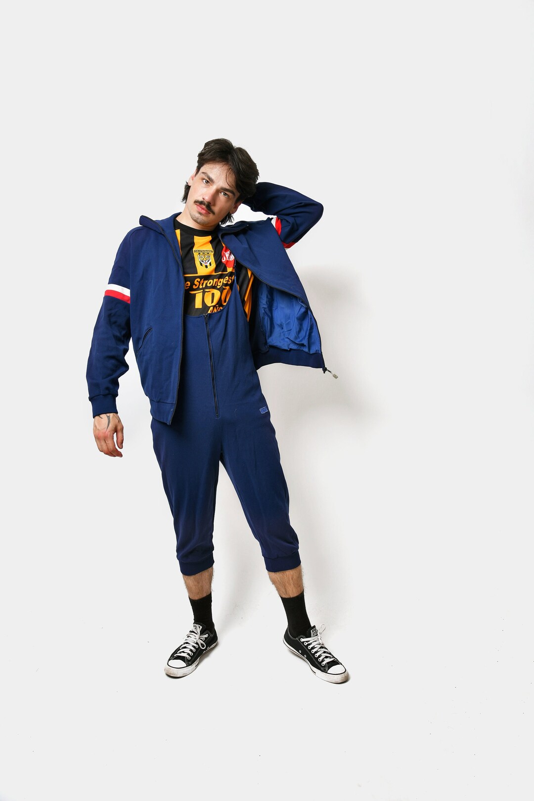 Retro 80s/70s Tracksuit Set in Navy Blue Colour for Men Vintage Rave ...