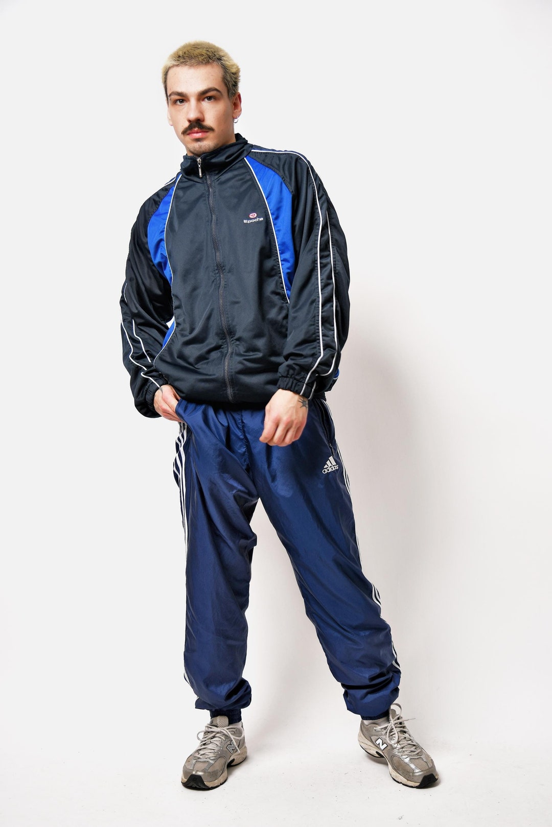 Y2K Sports Jacket Black Blue Colour | Men's Vintage Tracksuit Top Zip ...