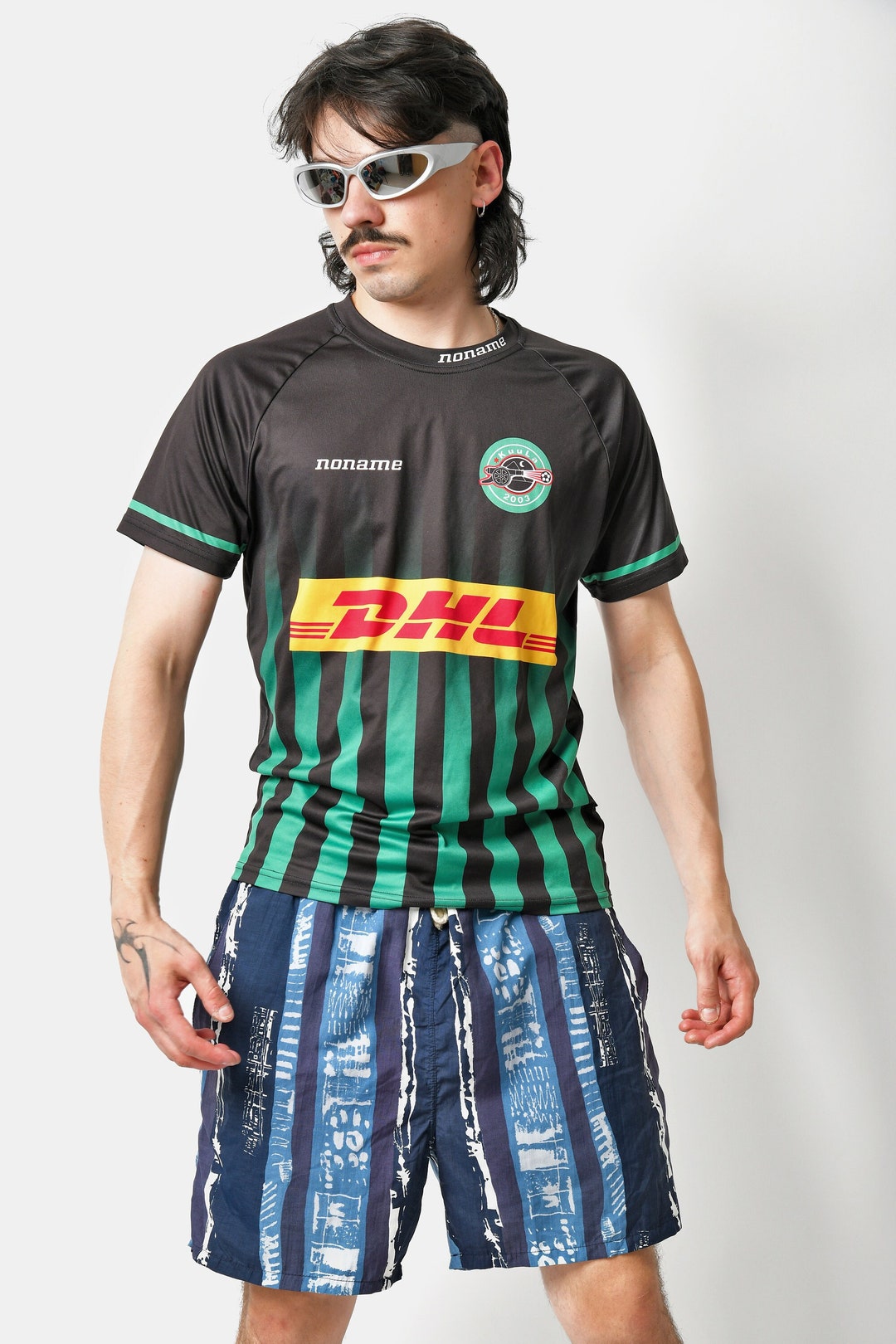 Y2K Vintage Soccer Jersey in Black Green With DHL Print | Sport ...